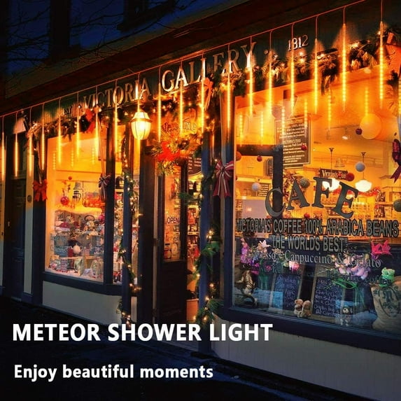 OPVM-Meteor Shower Christmas Lights - Orange 10 Tube 540 LED 20 Inch Icicle Lights for Halloween ...