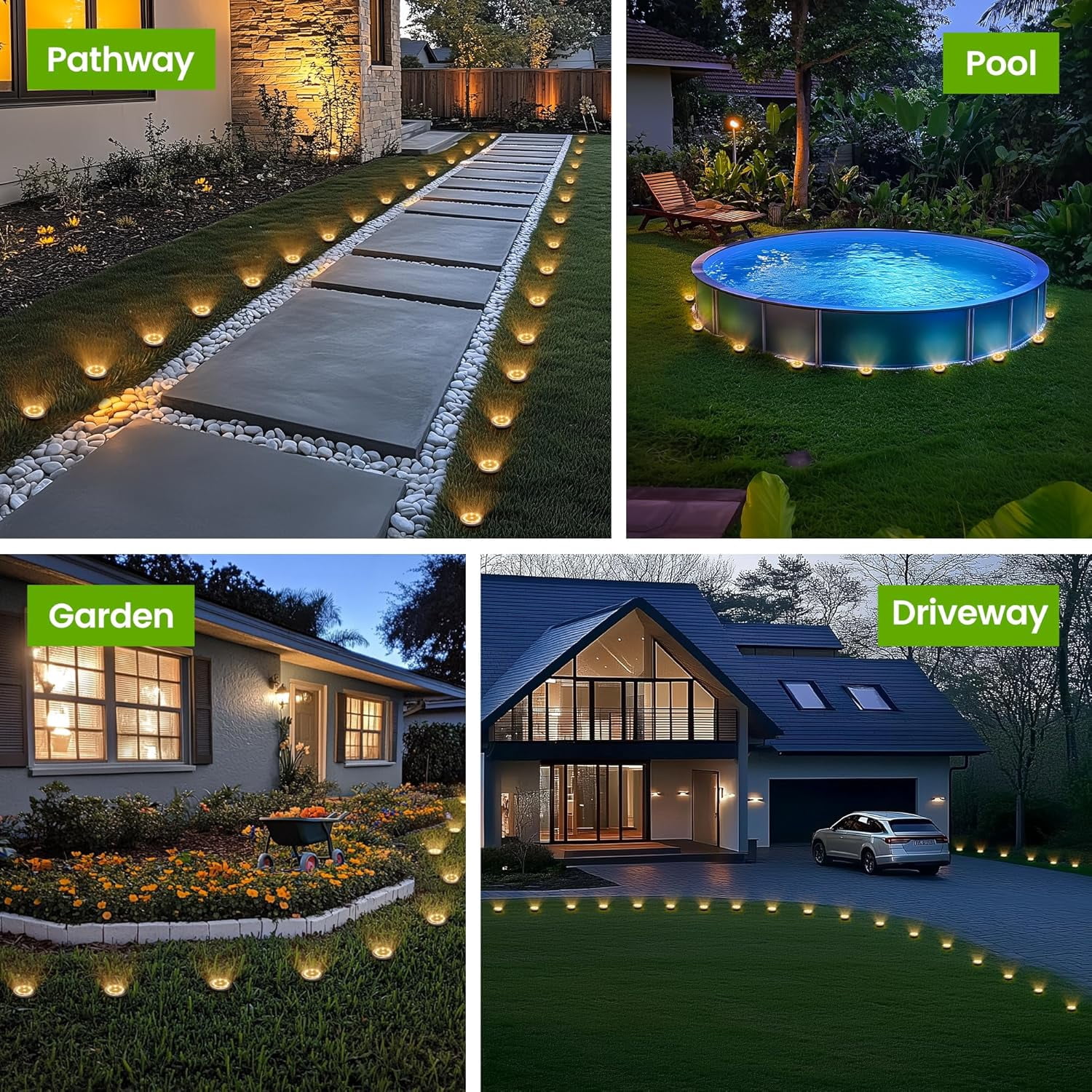 OPVM-Mini Solar Ground Lights, 12 Pack Solar Garden Lights, Solar ...