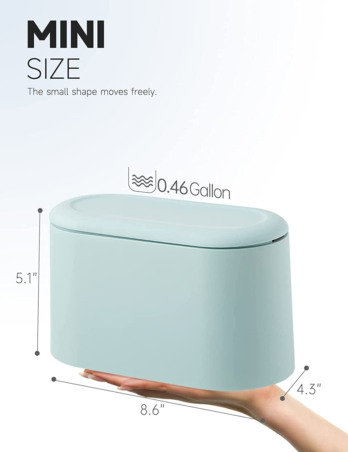 OPVM-Mini Trash Can with Lid Removable Small Garbage Can, Tiny Plastic ...