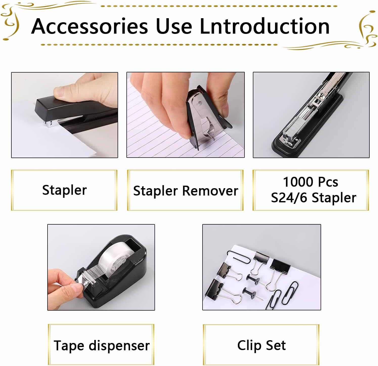 OPVM-Office Supplies,Desk Accessories, Stapler and Tape Dispenser Set ...