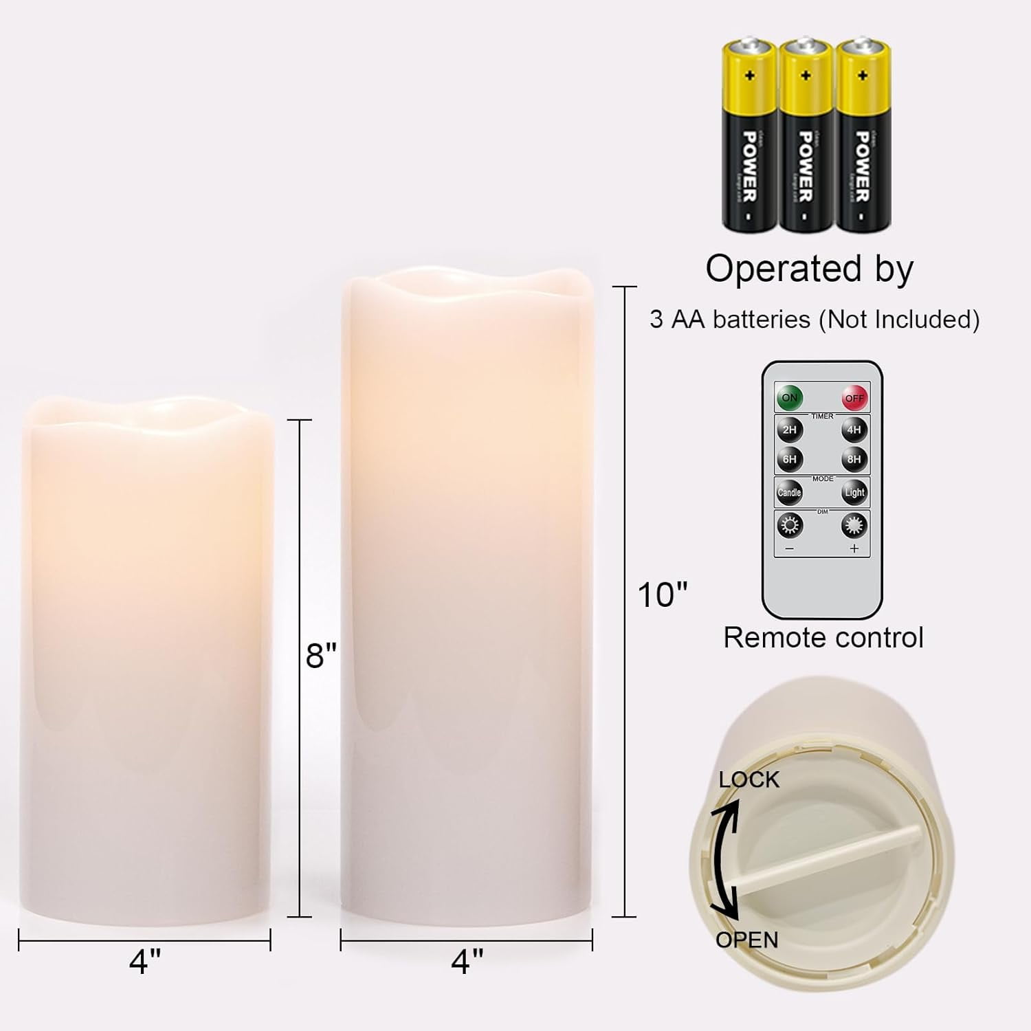 OPVM-Outdoor Indoor Waterproof Flameless Candles Flickering with Remote ...