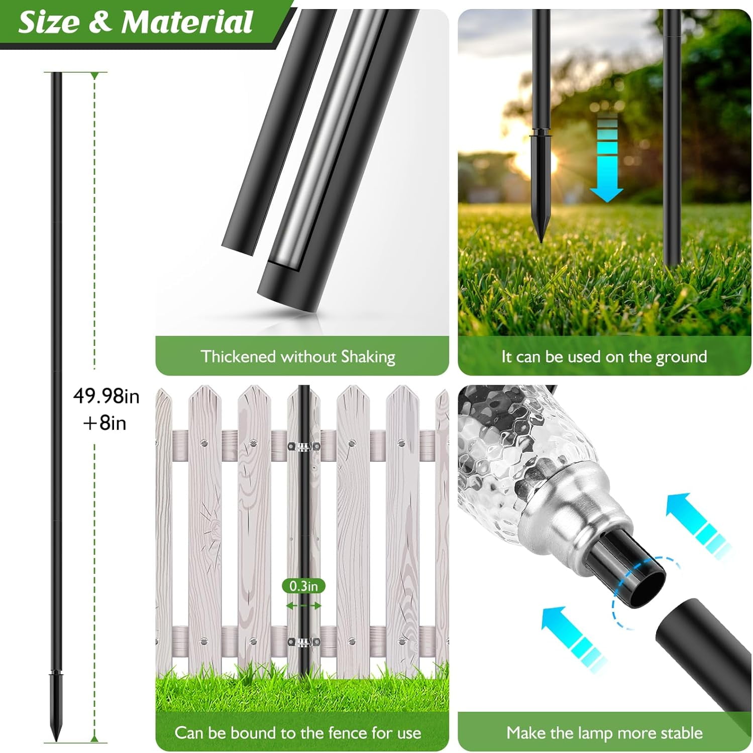 OPVM-Outdoor Light Pole Extension Kit - 55"/4.6FT Stainless Steel Solar ...