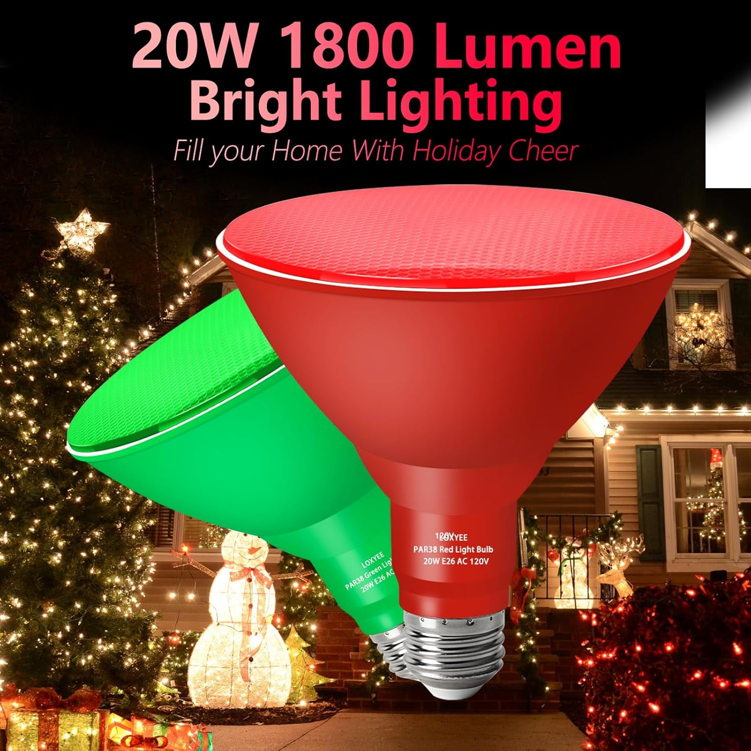 OPVM-PAR38 Flood Red Green Light Bulb,2 Pack-Dimmable,E26 Base Flood ...