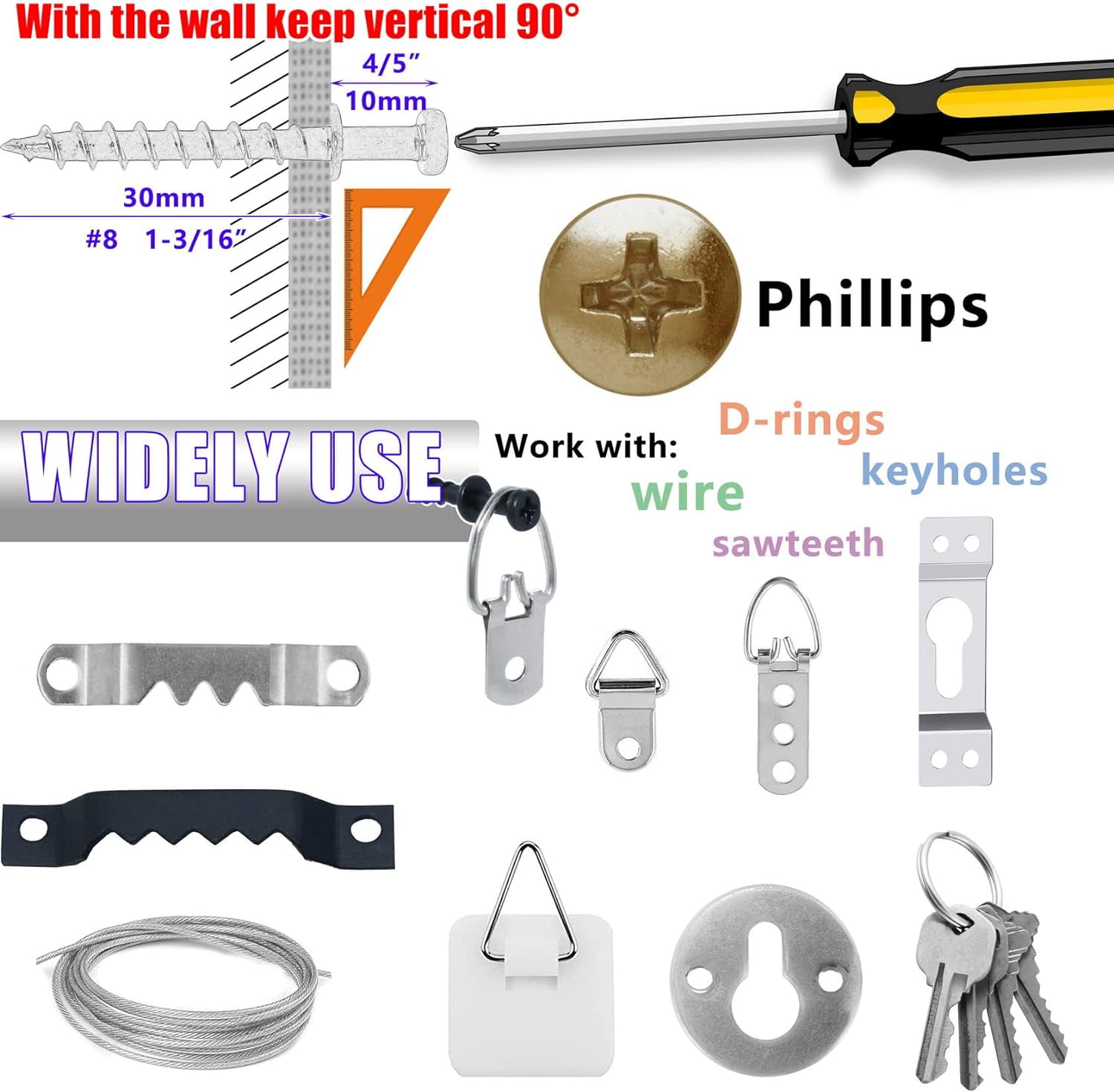OPVM-Picture Hanging Screw,Bear Claw Double-Headed Screw Wall Picture ...