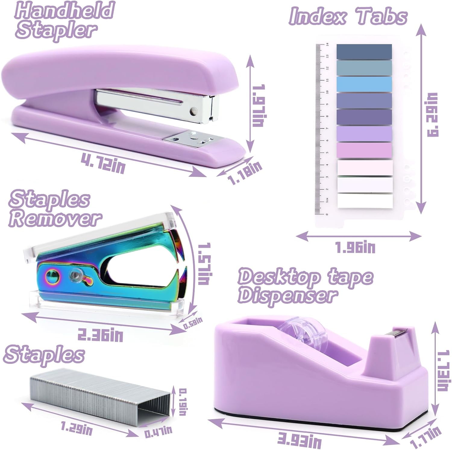OPVM-Purple Office Supplies Set, Stapler and Tape Dispenser Set, Office ...