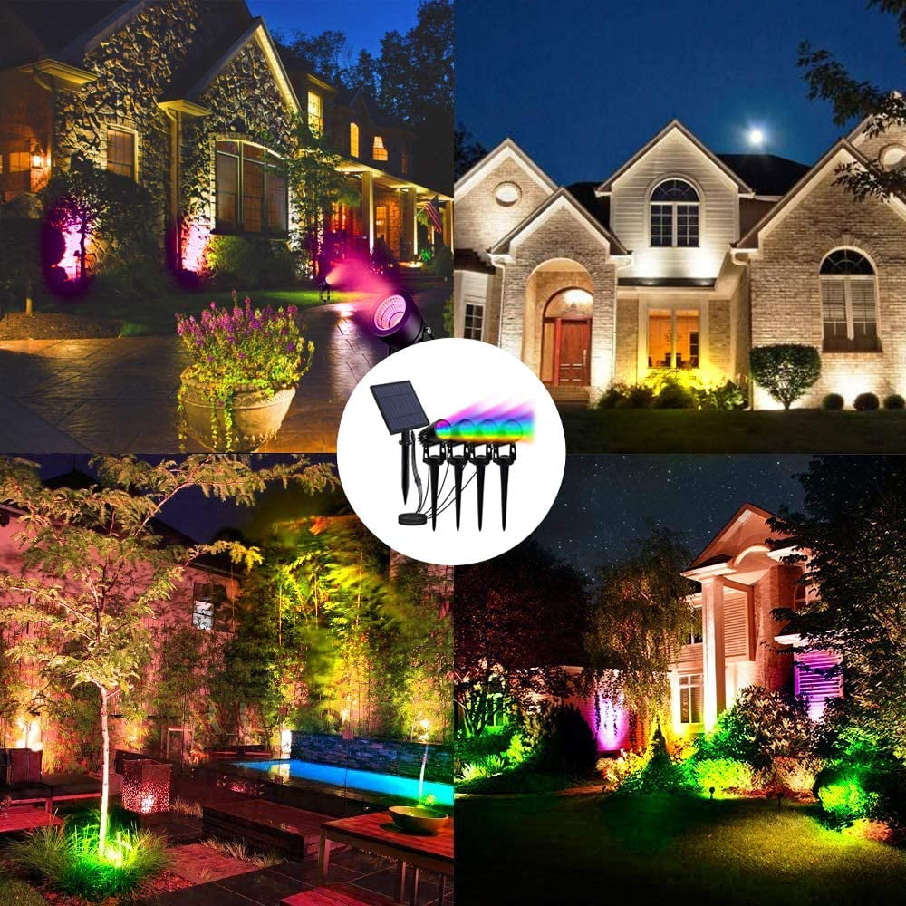 OPVM-RGB Solar Spotlights Outdoor, Halloween Decoration Solar Landscape ...