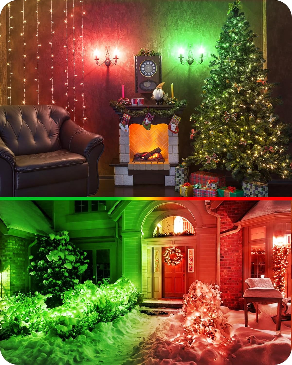 OPVM-Red and Green Light Bulb, 9W Colored LED Light Bulb (60W ...