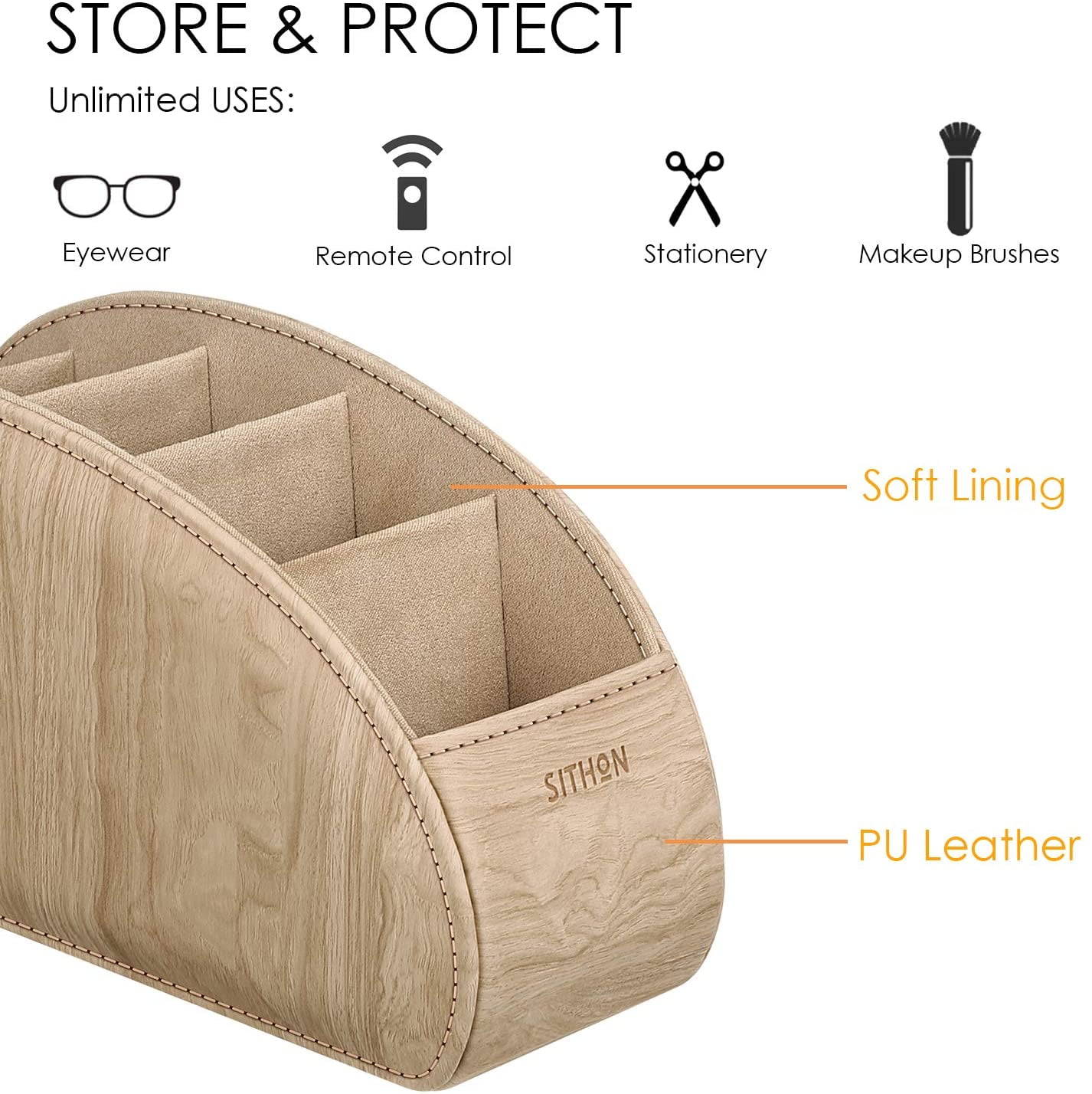 OPVM-Remote Control Holder with 5 Compartments - PU Leather Remote ...