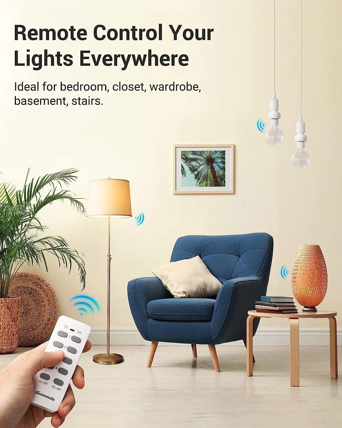 OPVM-Remote Control Light Bulb Socket, Wireless Light Socket Switch Kit ...