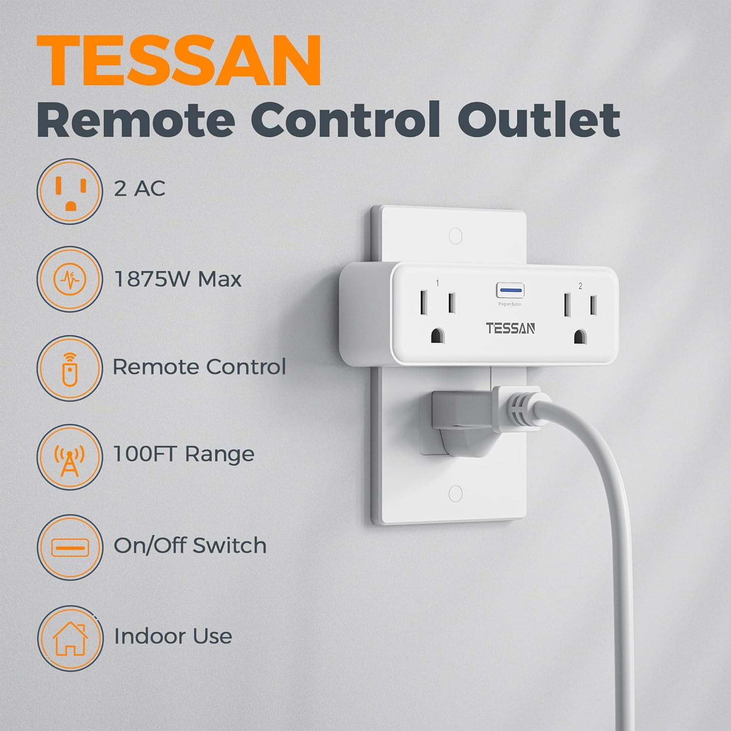 OPVM-Remote Control Outlet Plug, Wireless Light Switch with 2 ...