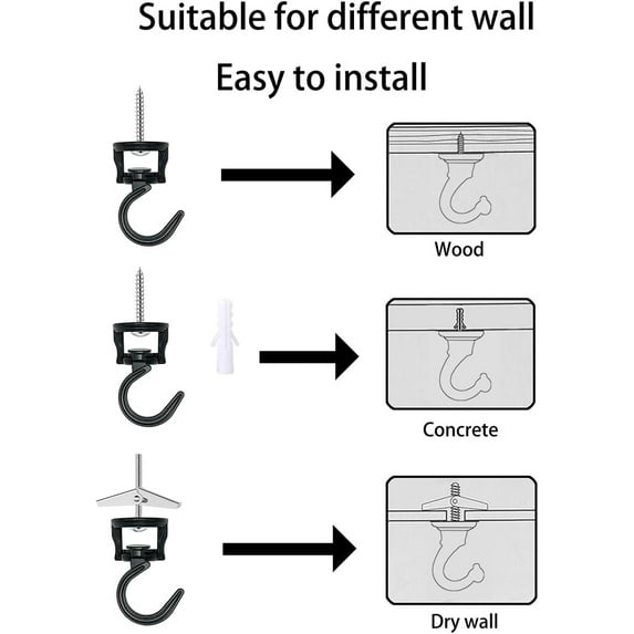 OPVM-Rotatable Swag Ceiling Hooks for Hanging Plants Heavy Duty Swivel ...