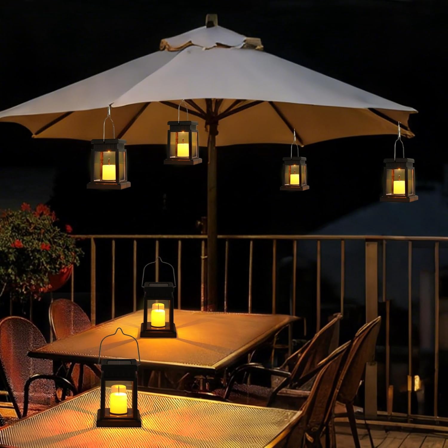 OPVM-Small Solar Lanterns Outdoor Waterproof, Hanging Candles Solar ...