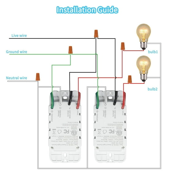 OPVM-Smart Light Switch 2 Pack(Button), Double Smart WiFi Light ...