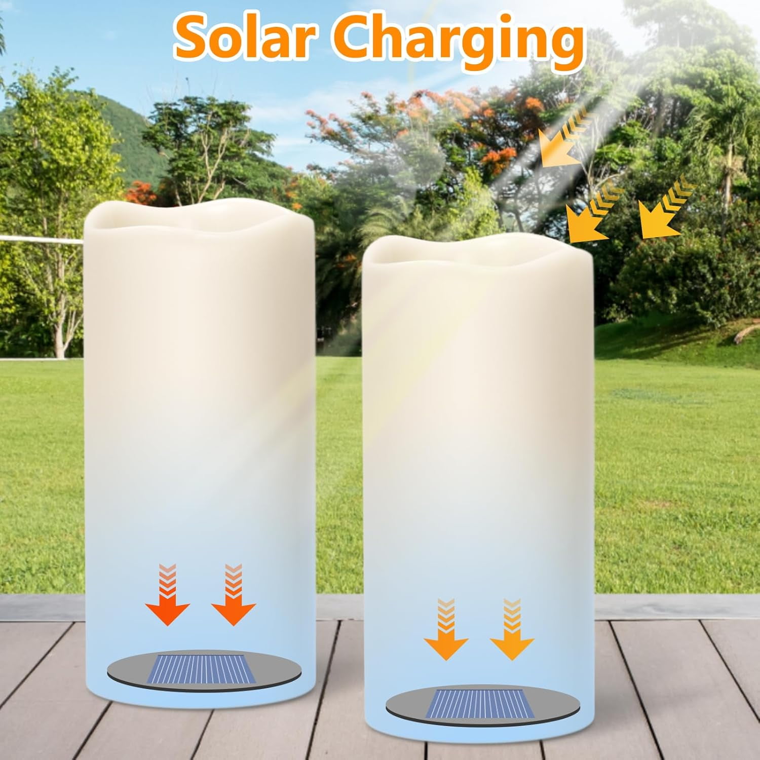 OPVM-Solar Candles Outdoor Waterproof, Rechargeable Solar Powered ...