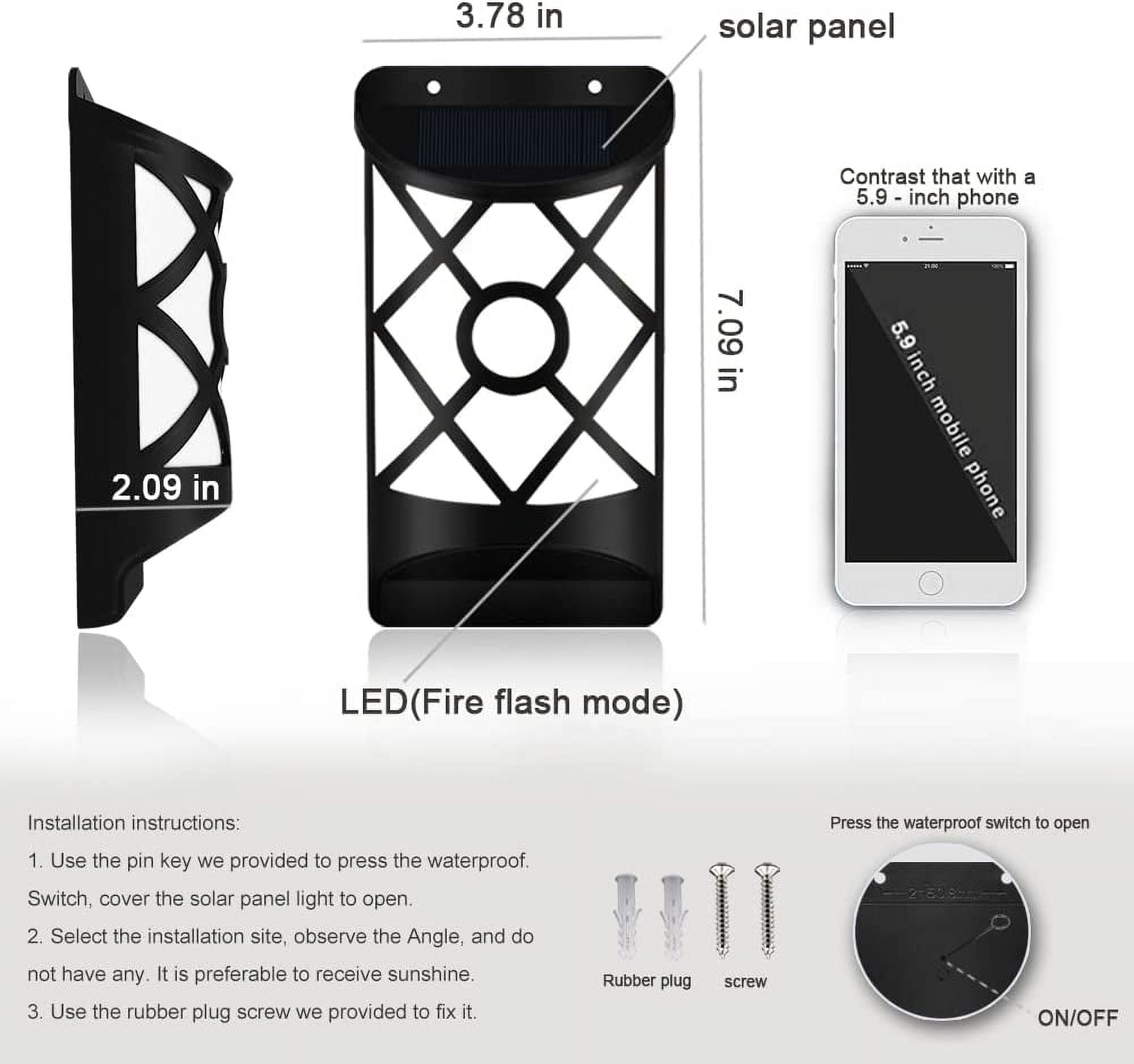 OPVM-Solar Flame Lights Outdoor, Waterproof Flickering Flame Solar ...