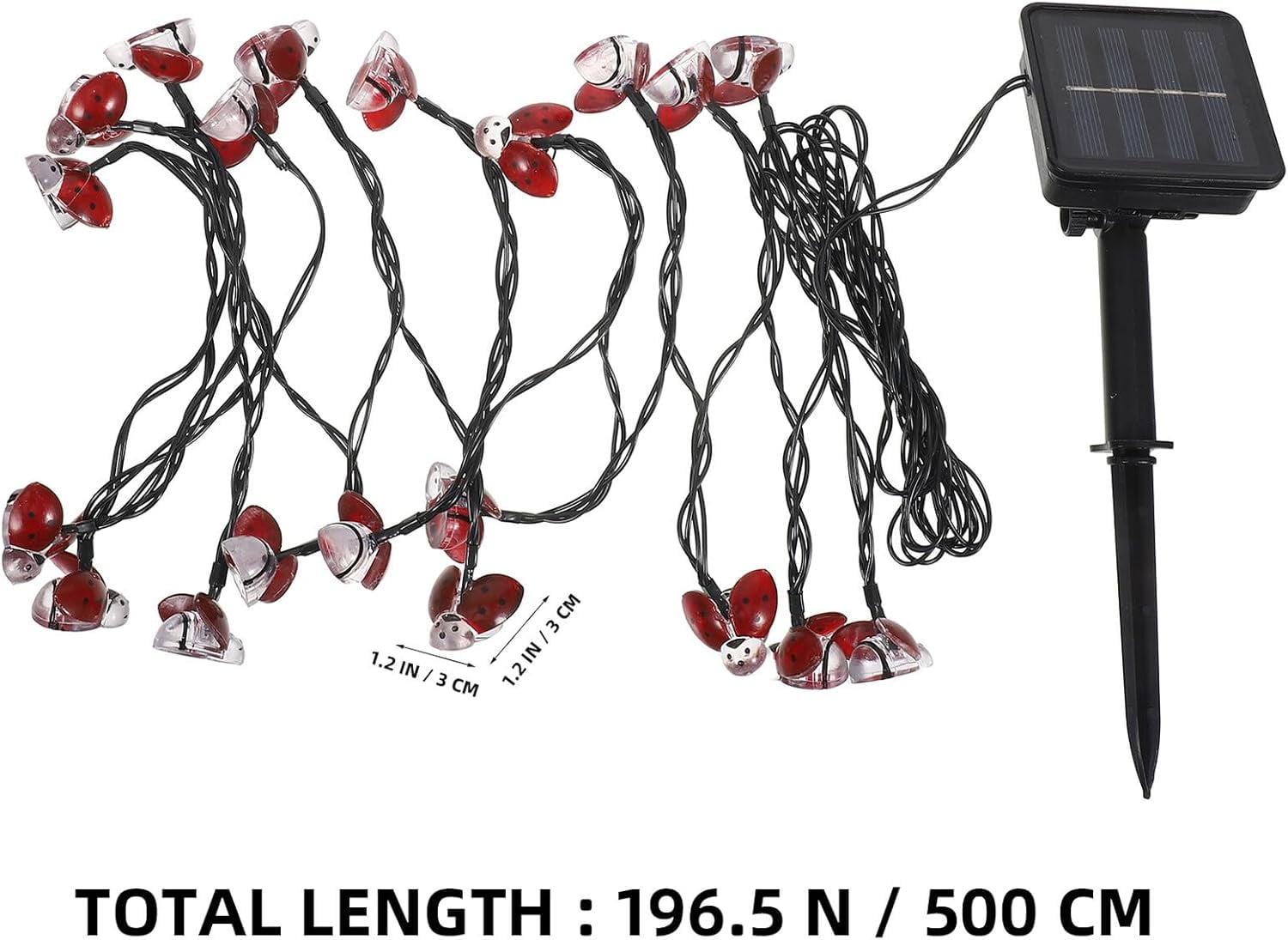 OPVM-Solar Ladybugs String Lights Outdoor, 20LEDs Waterproof Animal ...