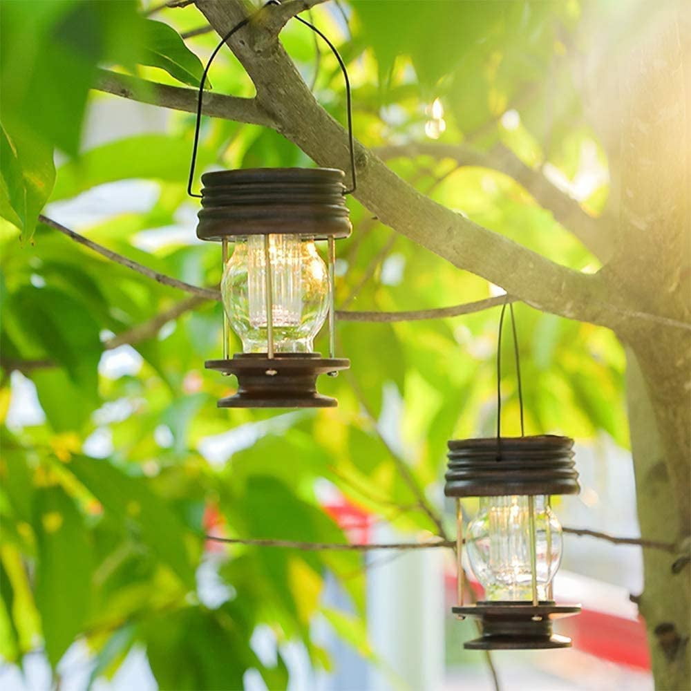 OPVM-Solar Lanterns Outdoor Hanging Solar Lights with Handle for ...