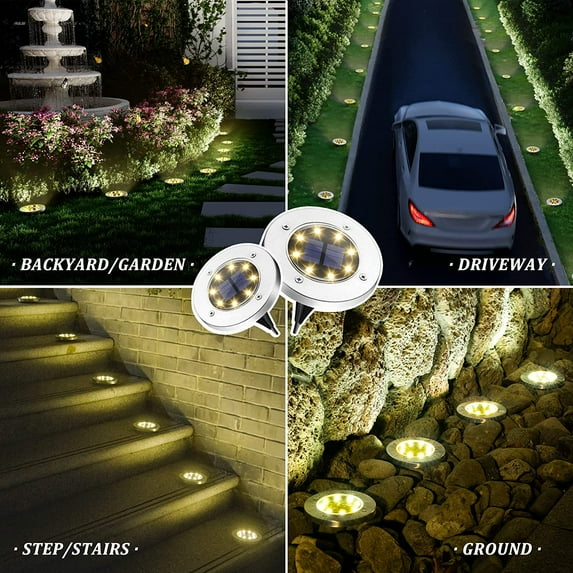OPVM-Solar Lights Outdoor Waterproof, 12 Pack Solar Ground Lights ...