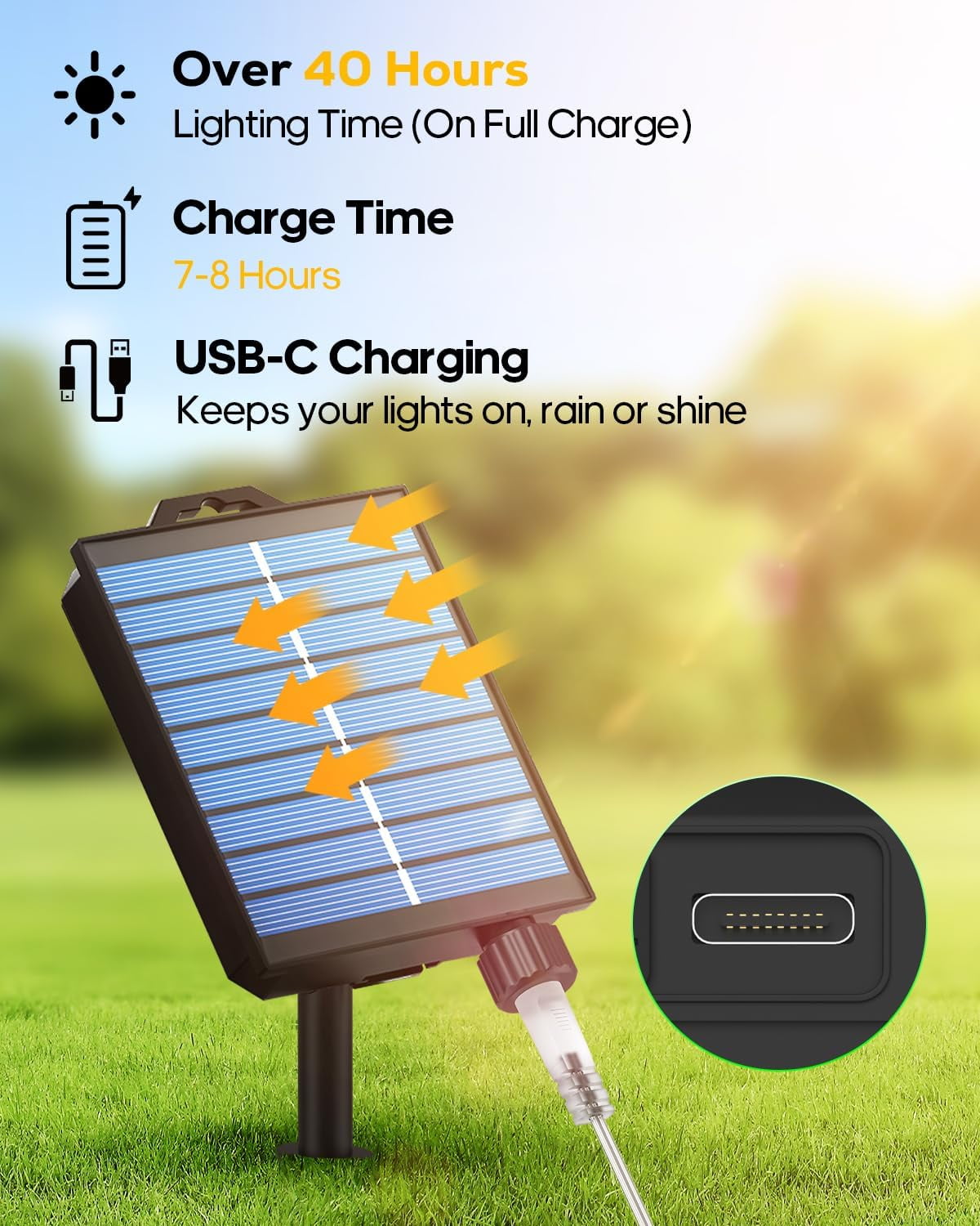 OPVM-Solar Rope Lights, 66FT 200LED 1800mAh Outdoor Waterproof Solar ...