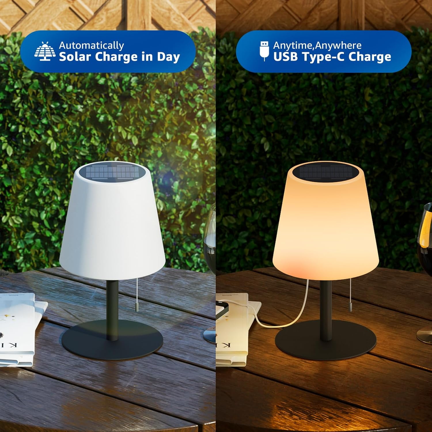 OPVM-Solar Table Lamp Cordless Rechargeable Outdoor Solar Table Lamps ...