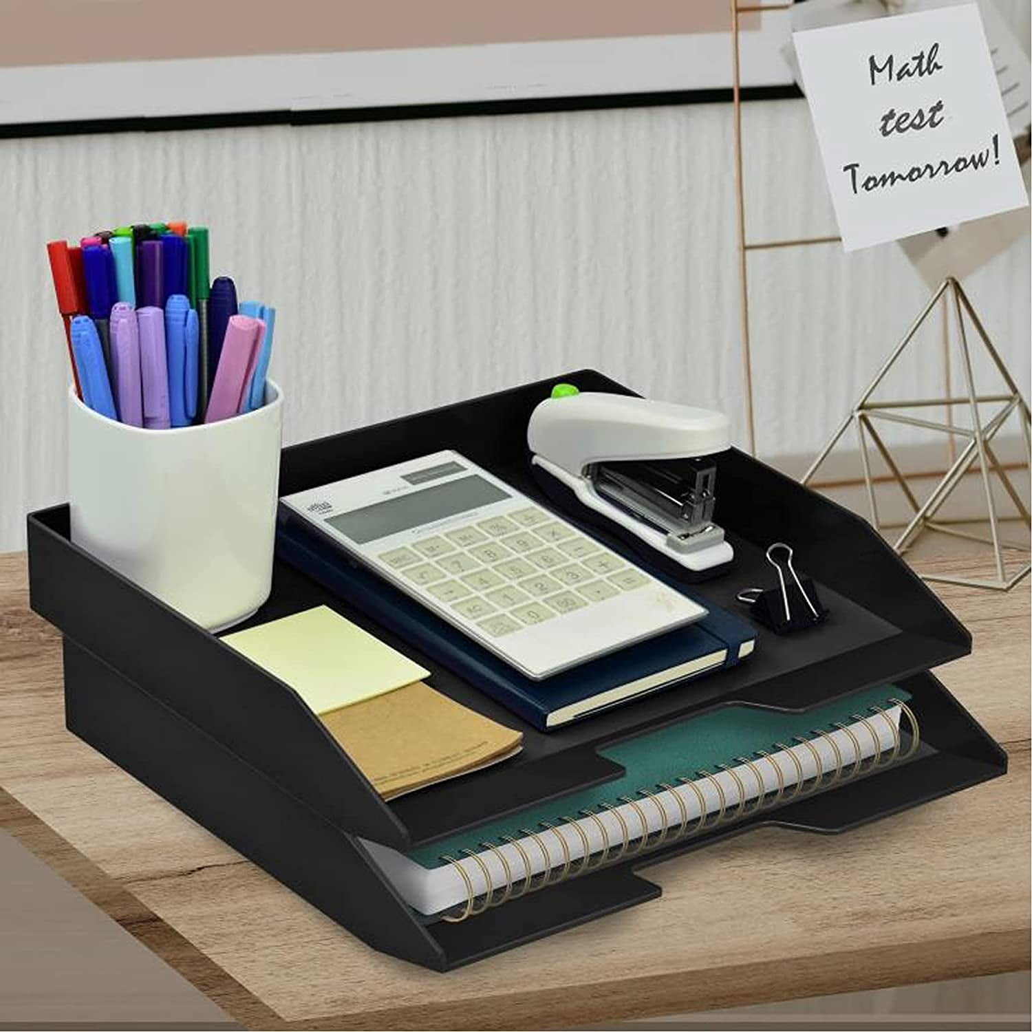 OPVM-Stackable Letter Tray 2 Tier Side Load, Plastic, Desktop File ...