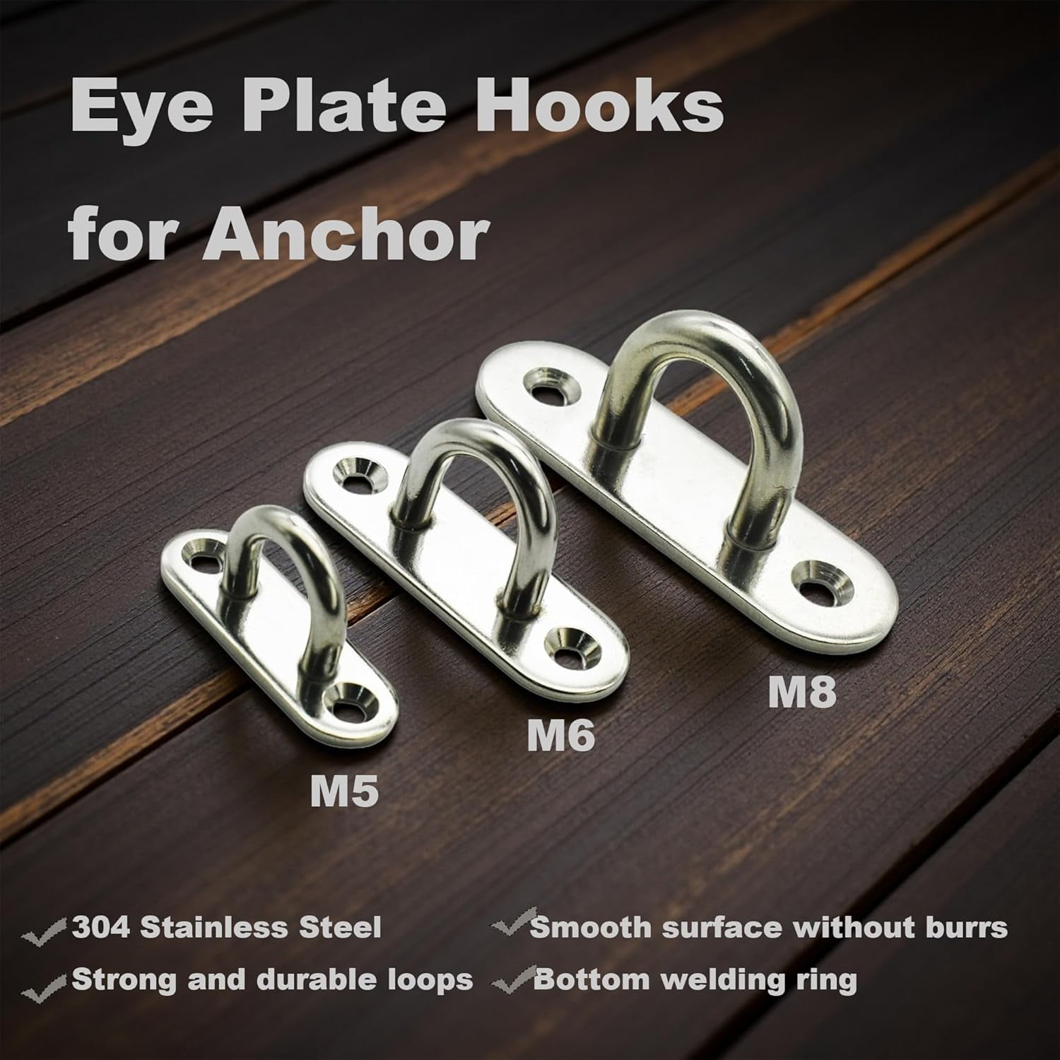 OPVM-Stainless M6 Eye Plate Hooks Rectangle Shape Hardware Marine ...