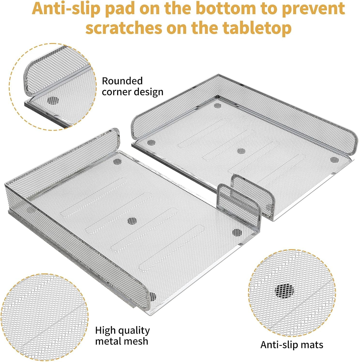 OPVM-Steel Mesh Side Open Tray for Desk Organizer, 1 or 2 Directions ...