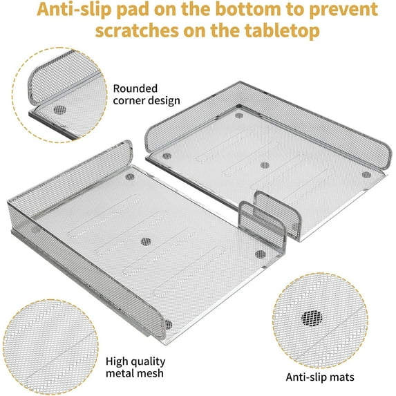 OPVM-Steel Mesh Side Open Tray for Desk Organizer, 1 or 2 Directions ...