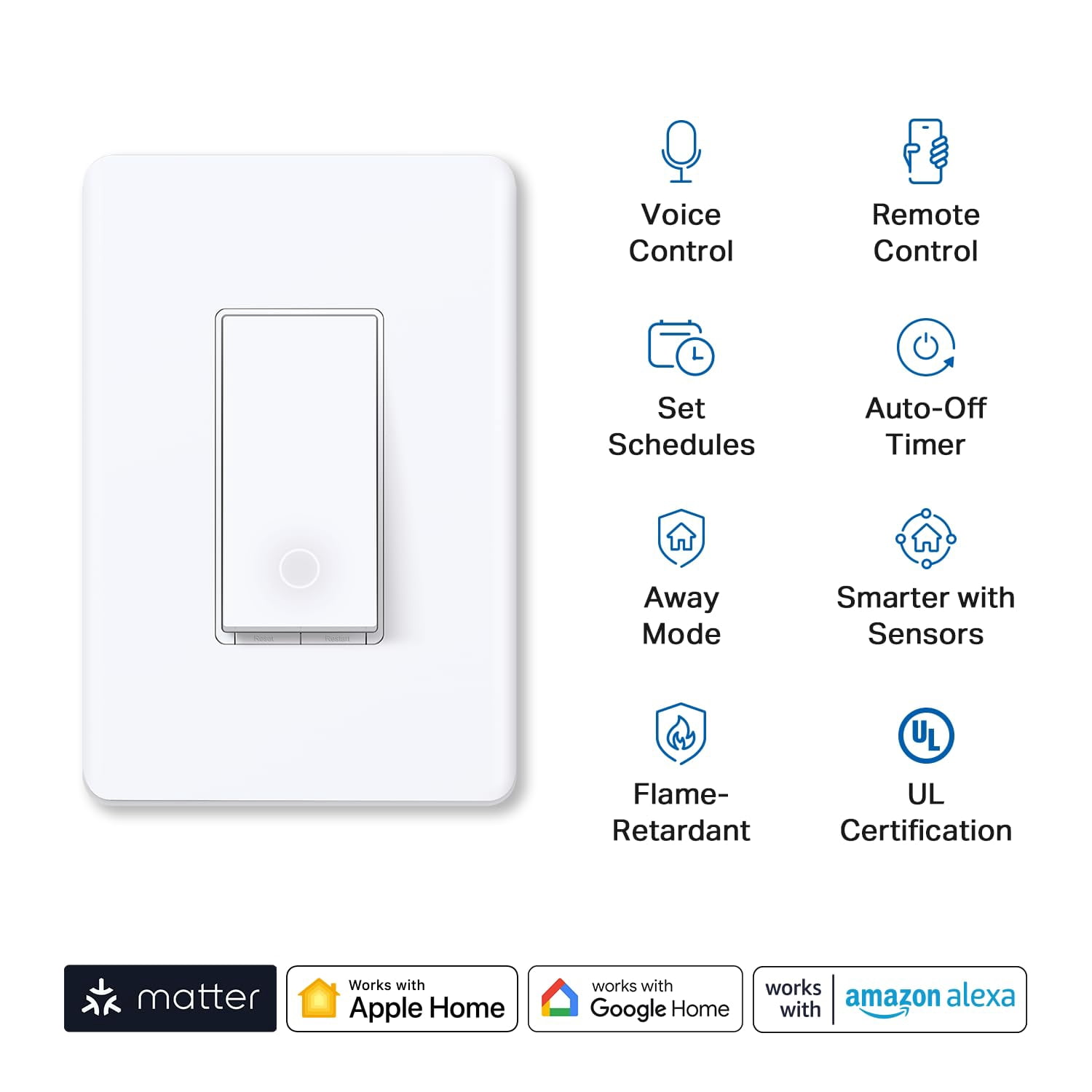 OPVM-TP-Link Matter Smart Light Switch: Voice Control w/Siri, Alexa ...
