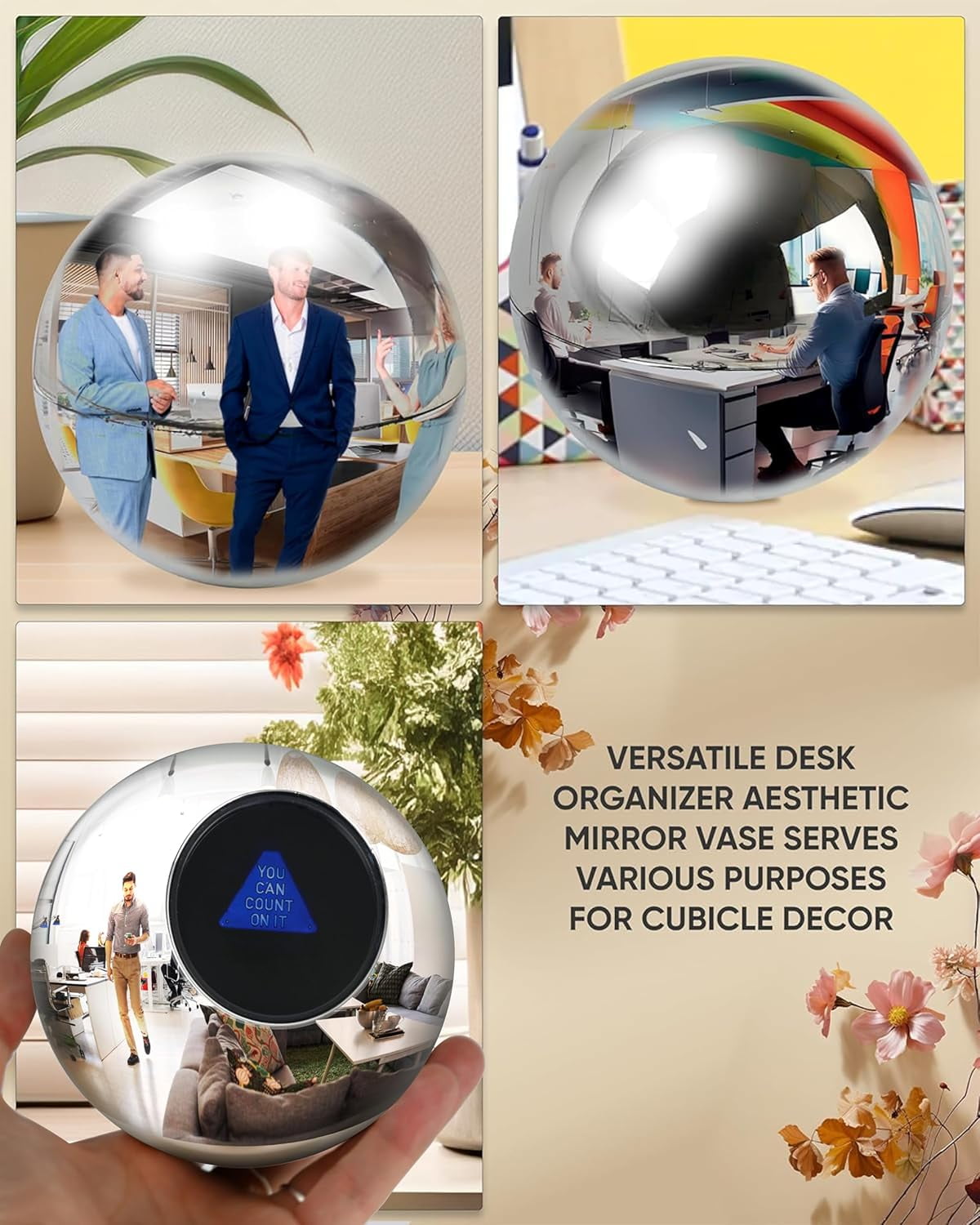OPVM-TidyFriend Convex Mirror Fortune Telling Ball Cubicle Decorations - Magic 8 Desk Mirror to ...