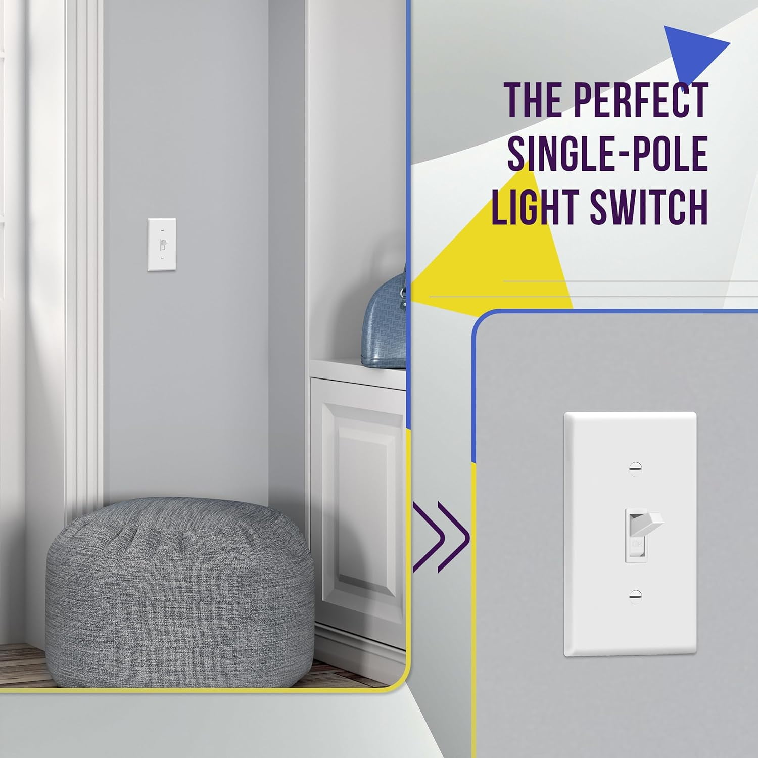 OPVM-Toggle Light Wall Plate Bundle, Single Pole Electrical Switch, 15A ...