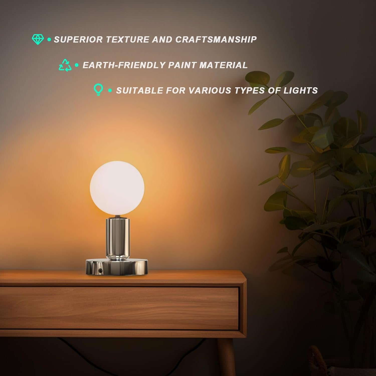 OPVM-【Upgraded】 2 Polished Metal Desktop/Hanging Light Bulb Socket E26 ...