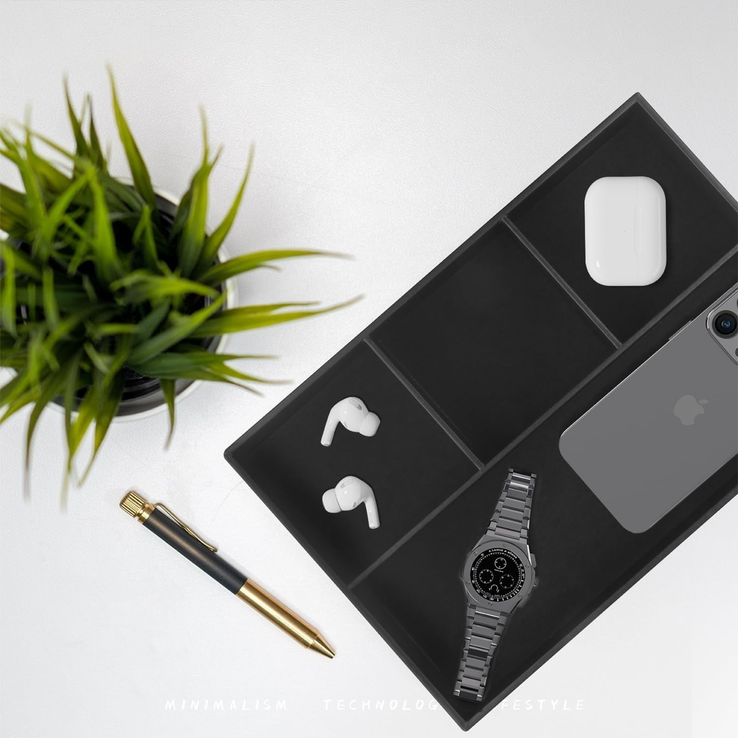 OPVM-Valet Tray for Men - Ink Black - Stylish and Organised Nightstand ...