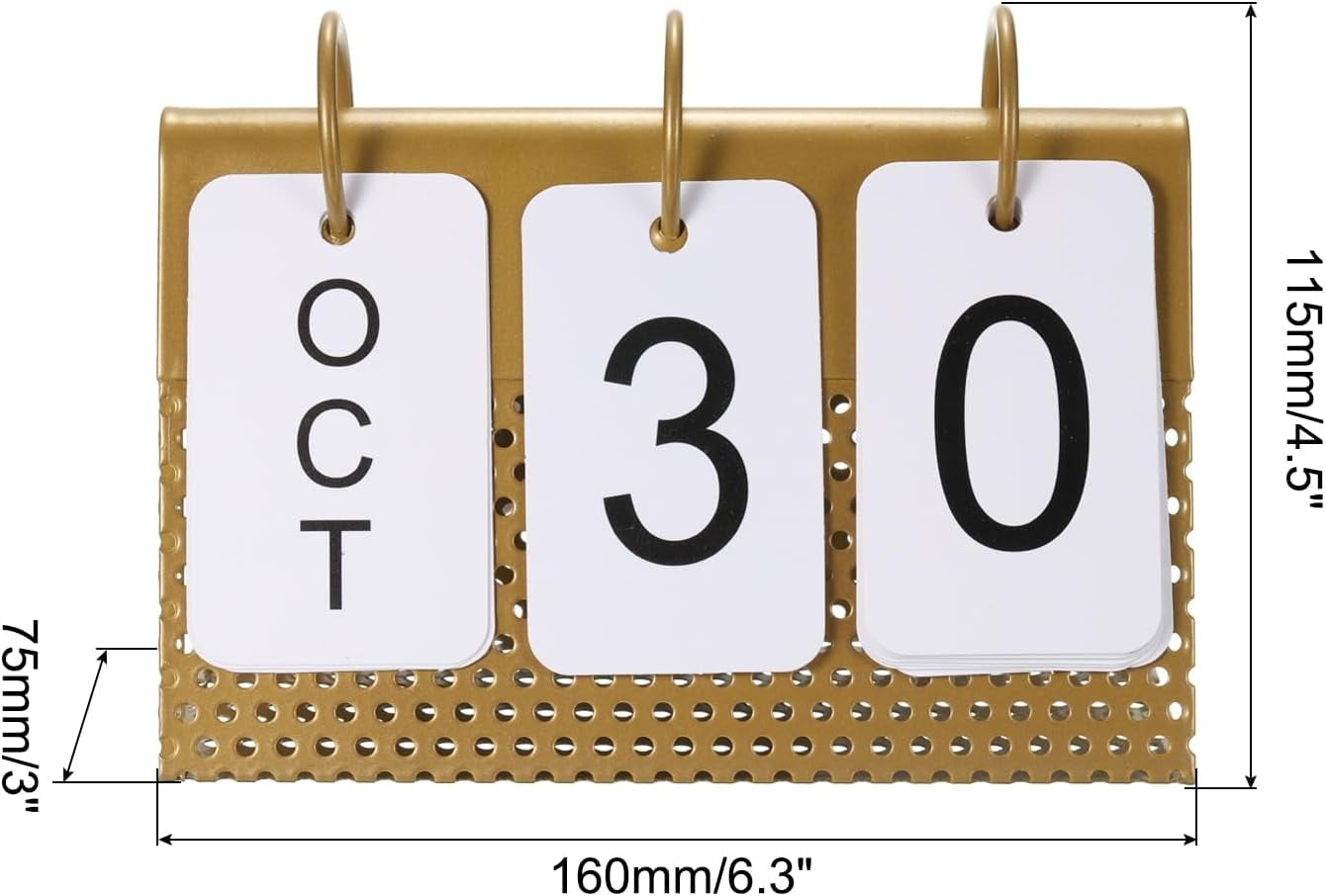 OPVM-Vintage Wood Perpetual Calendar, Flip Calendar Turn Page Month ...