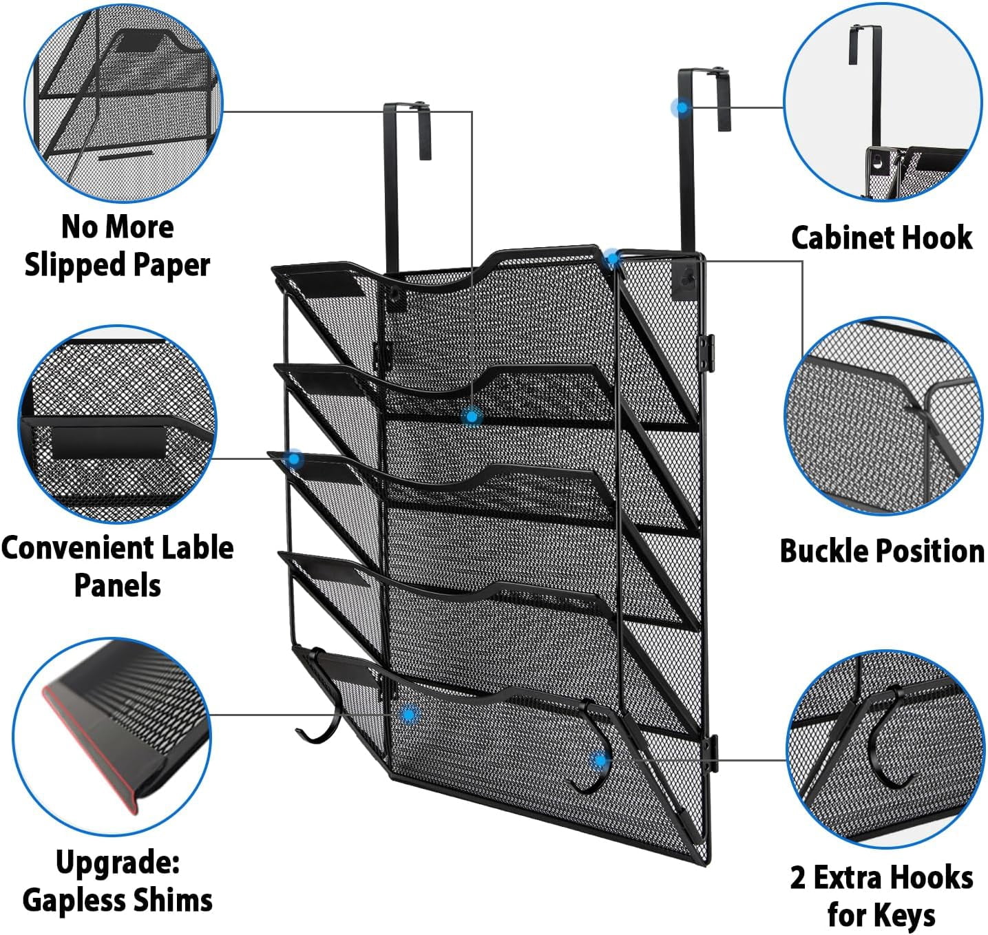 OPVM-Wall File Organizer 5 Pockets, Mail Organizer, Hanging Folder ...
