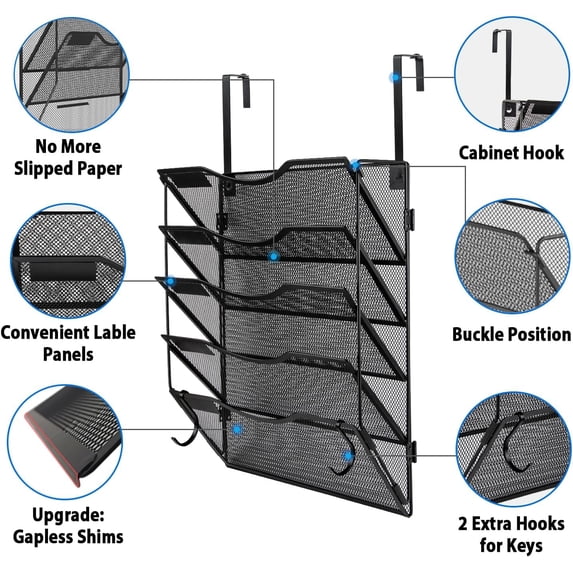 OPVM-Wall File Organizer 5 Pockets, Mail Organizer, Hanging Folder ...