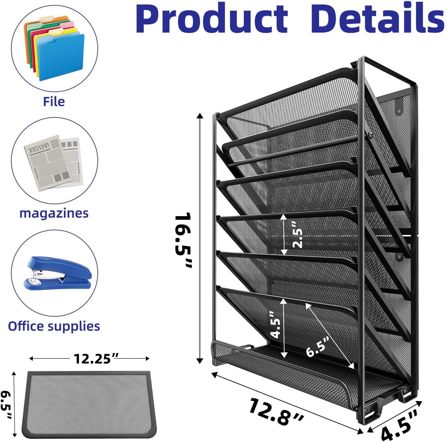 OPVM-Wall File Organizer, Mesh 7-Tier Vertical Hanging File Holder ...