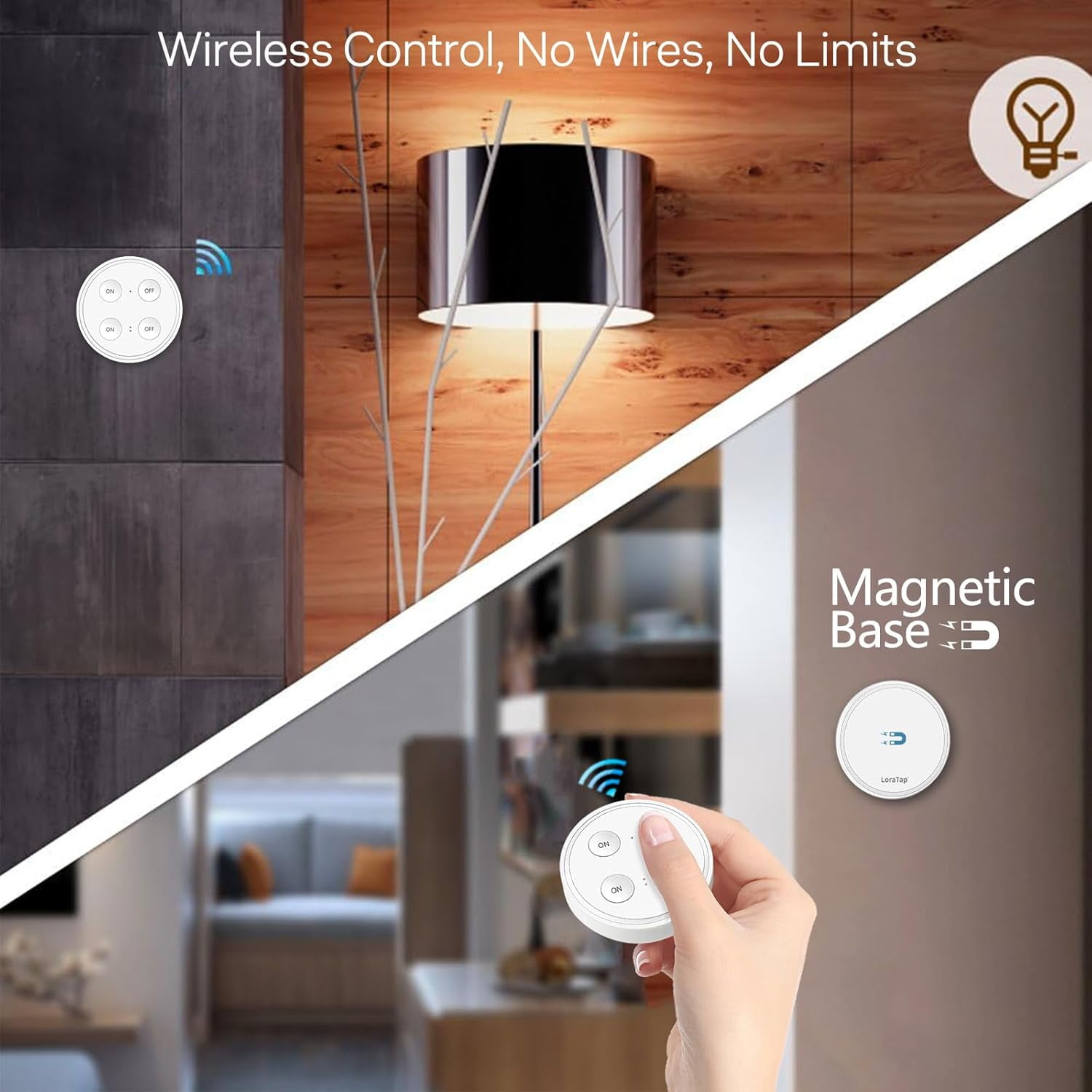 OPVM-Wireless Remote Control E26 Light Socket (2 Pack) with Dual Switch ...