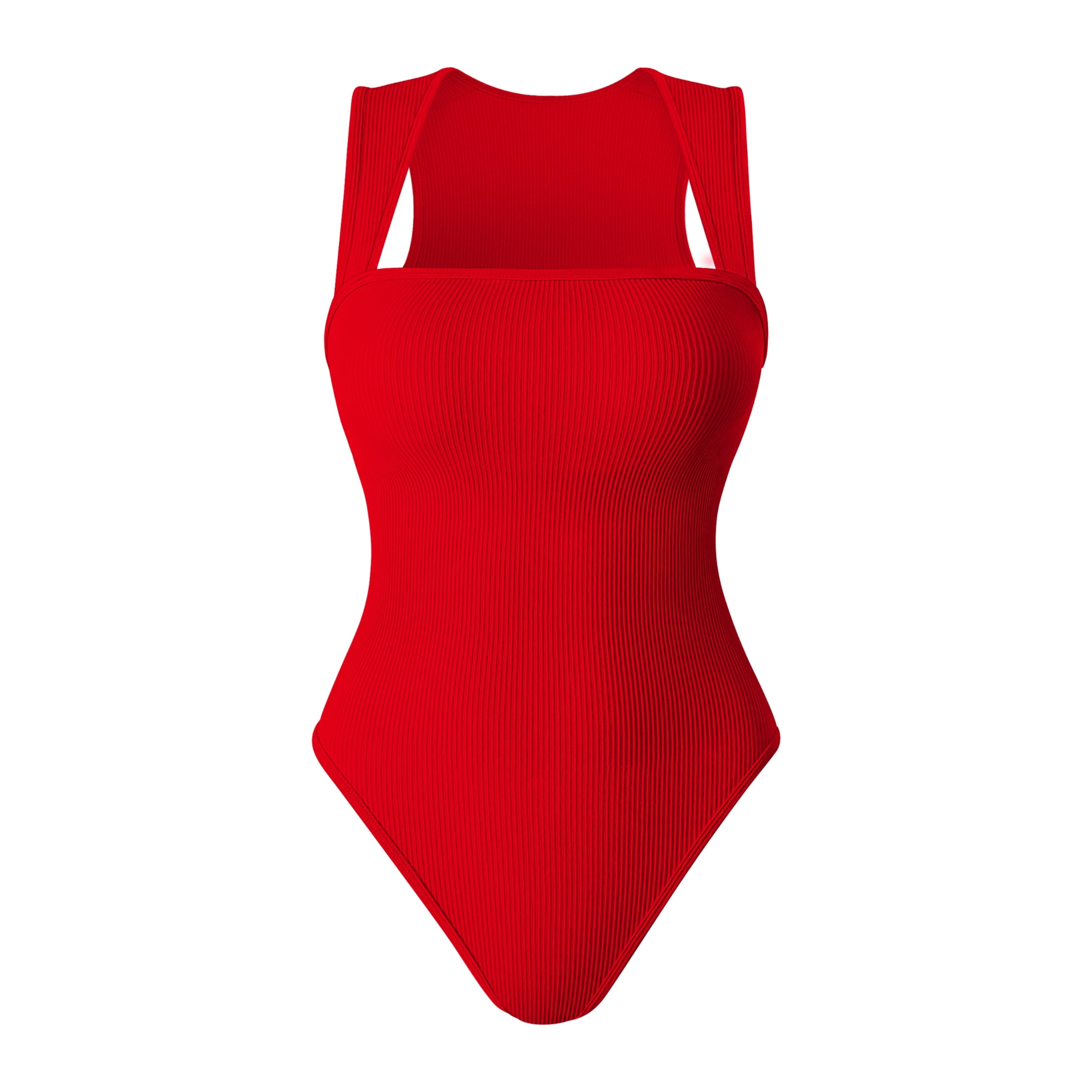 OQQ Women's Bodysuits Sexy Ribbed Strappy Square Neck Sleeveless Tummy ...