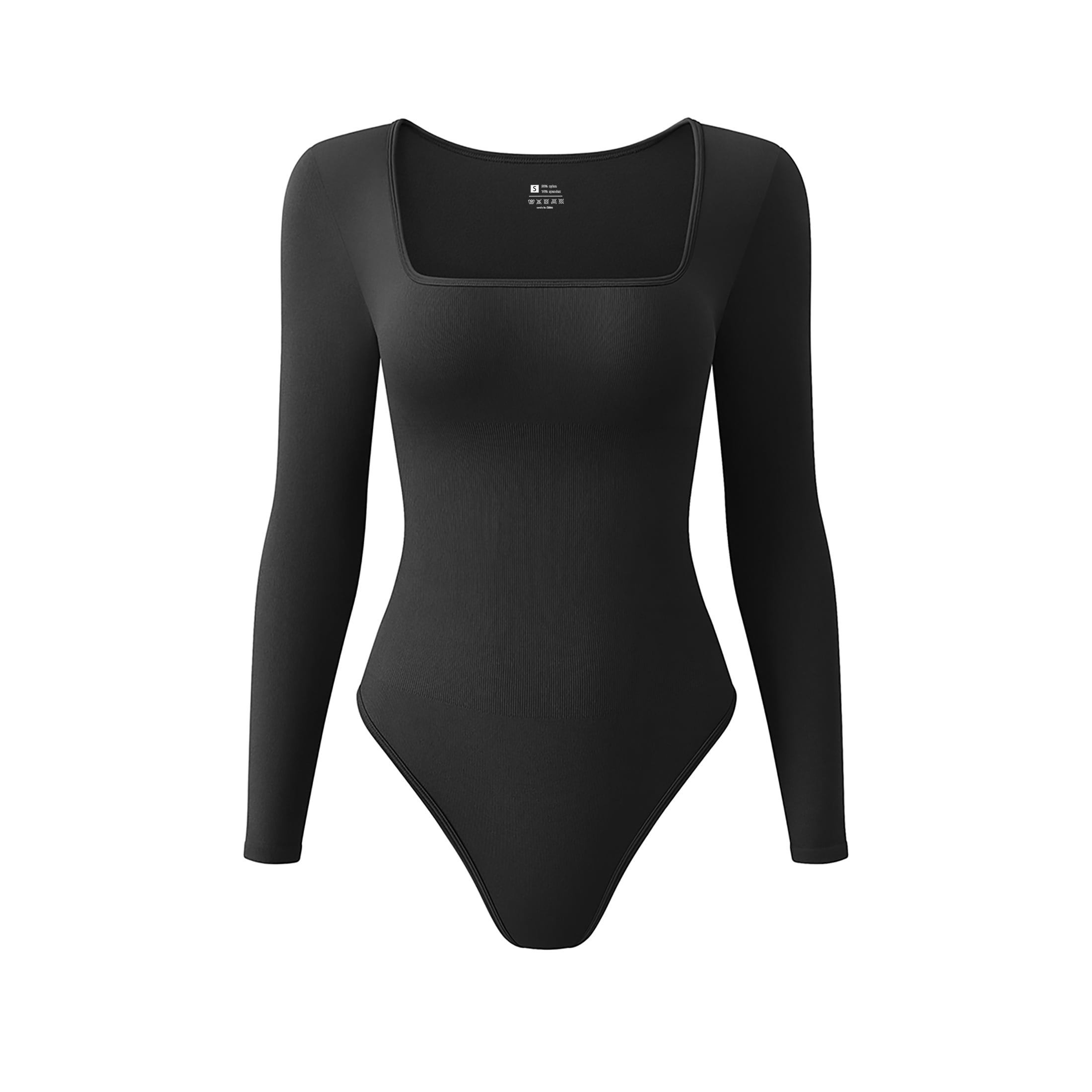 Oqq Womens One Piece Bodysuits Sexy Ribbed One Piece Square Neck Long