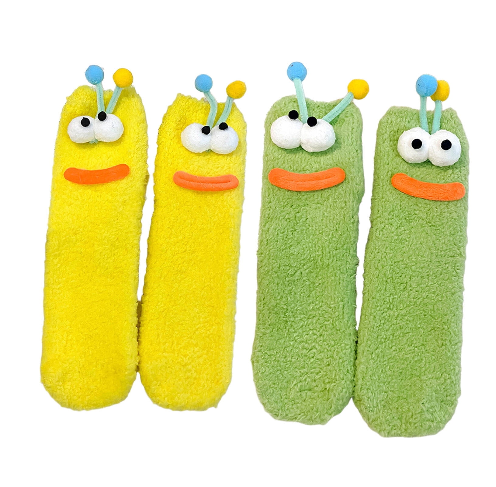OQRKI 2026 New 2Pairs Socks Stylish Fuzzy Socks Unique Cute Expression ...