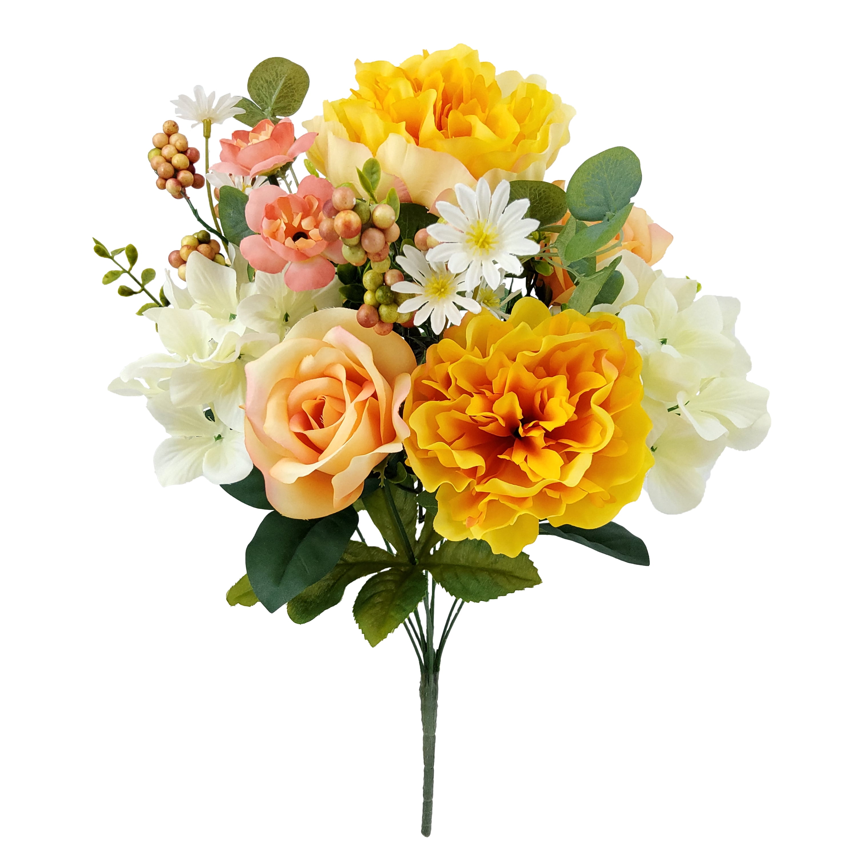 Mainstays 19.5''H Indoor Artificial Peony Bouquet, Orange Color ...