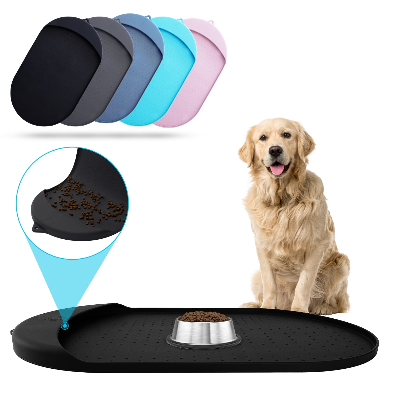 ORA Shop - Silicone Dog Food Mat, Durable Safe Silicone Pet Mat, Pocket ...