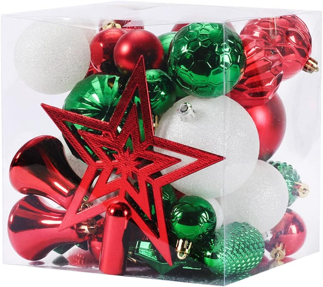 ORAKNIE 45pcs Christmas Tree Decorations - Multicolor Shatterproof Ball ...