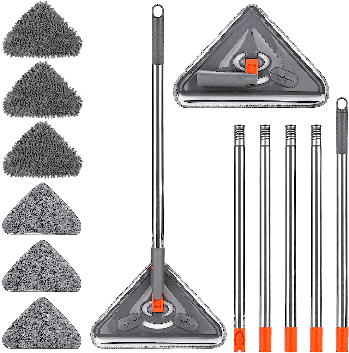 "ORAKNIE Telescoping Wall Mop with 360° Rotating Microfiber Pads, 25 ...