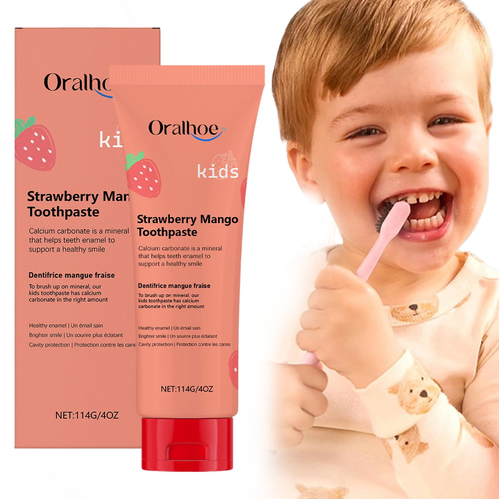 ORALHOE Hydroxyapatite Fluoride Toothpaste, Remineralizes & Whitens ...