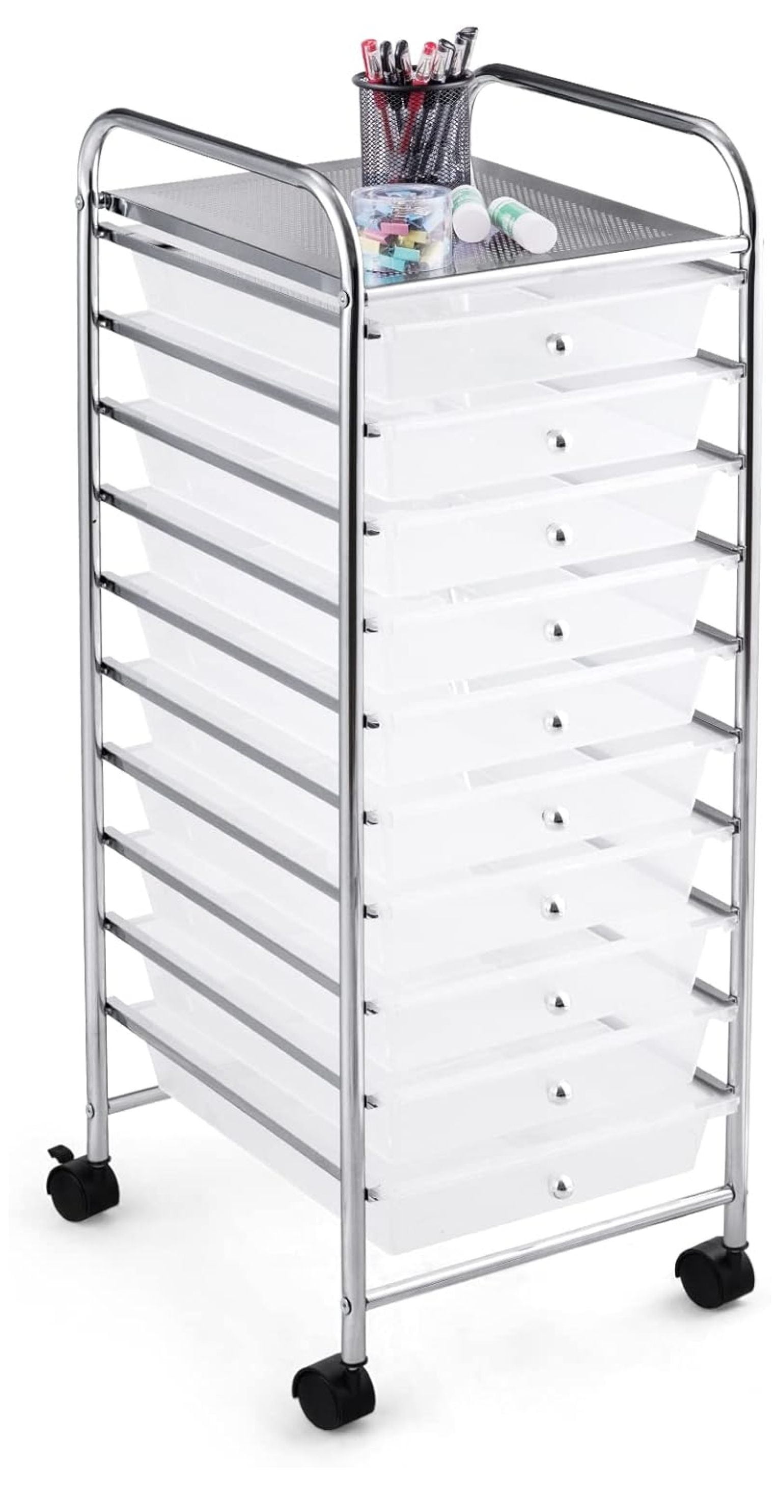 ORALNER 10-Drawer Rolling Storage Cart, 10 Tiers Utility Cart w/Wheels ...