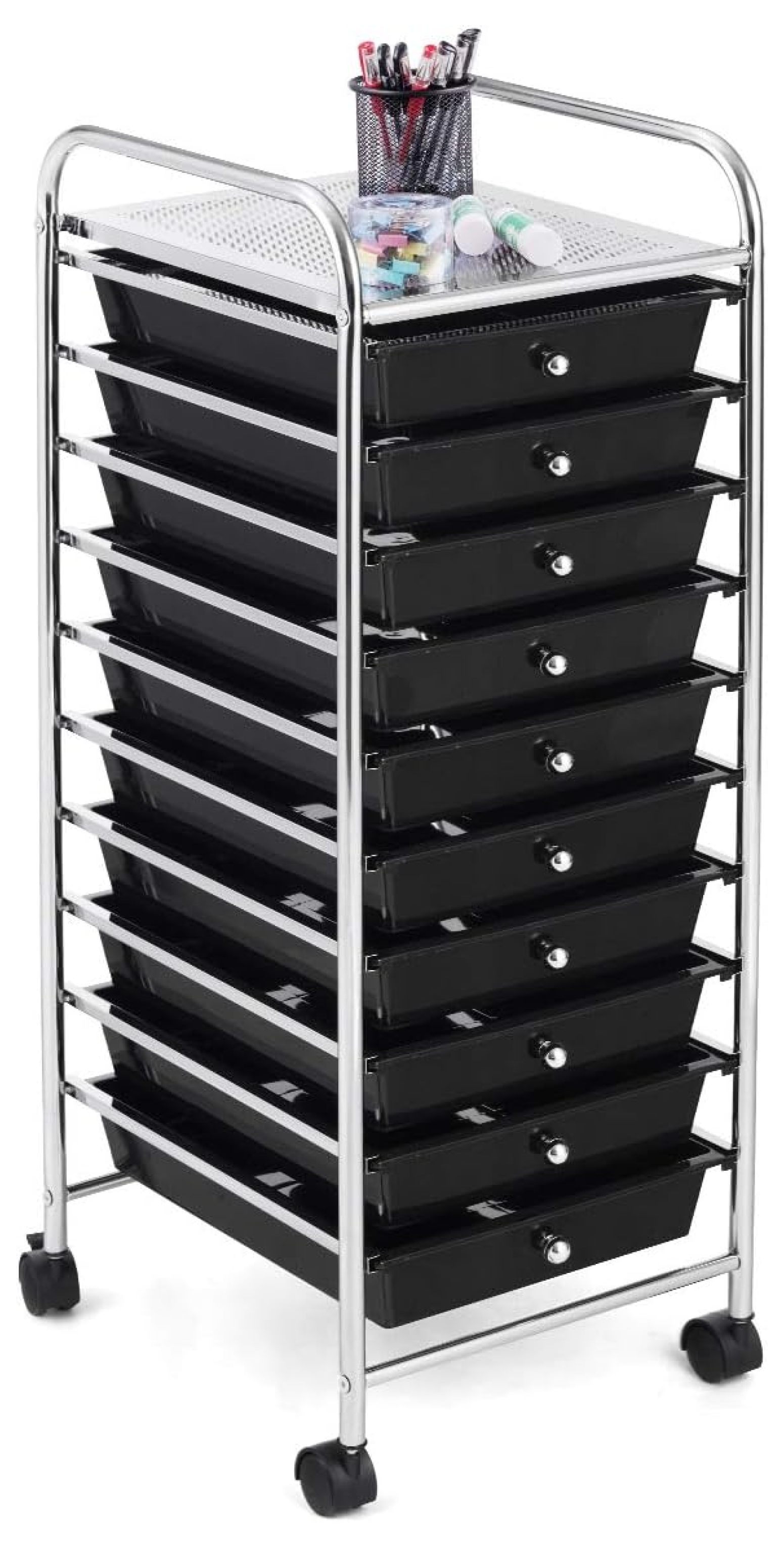 ORALNER 10-Drawer Rolling Storage Cart, 10 Tiers Utility Cart w/Wheels ...