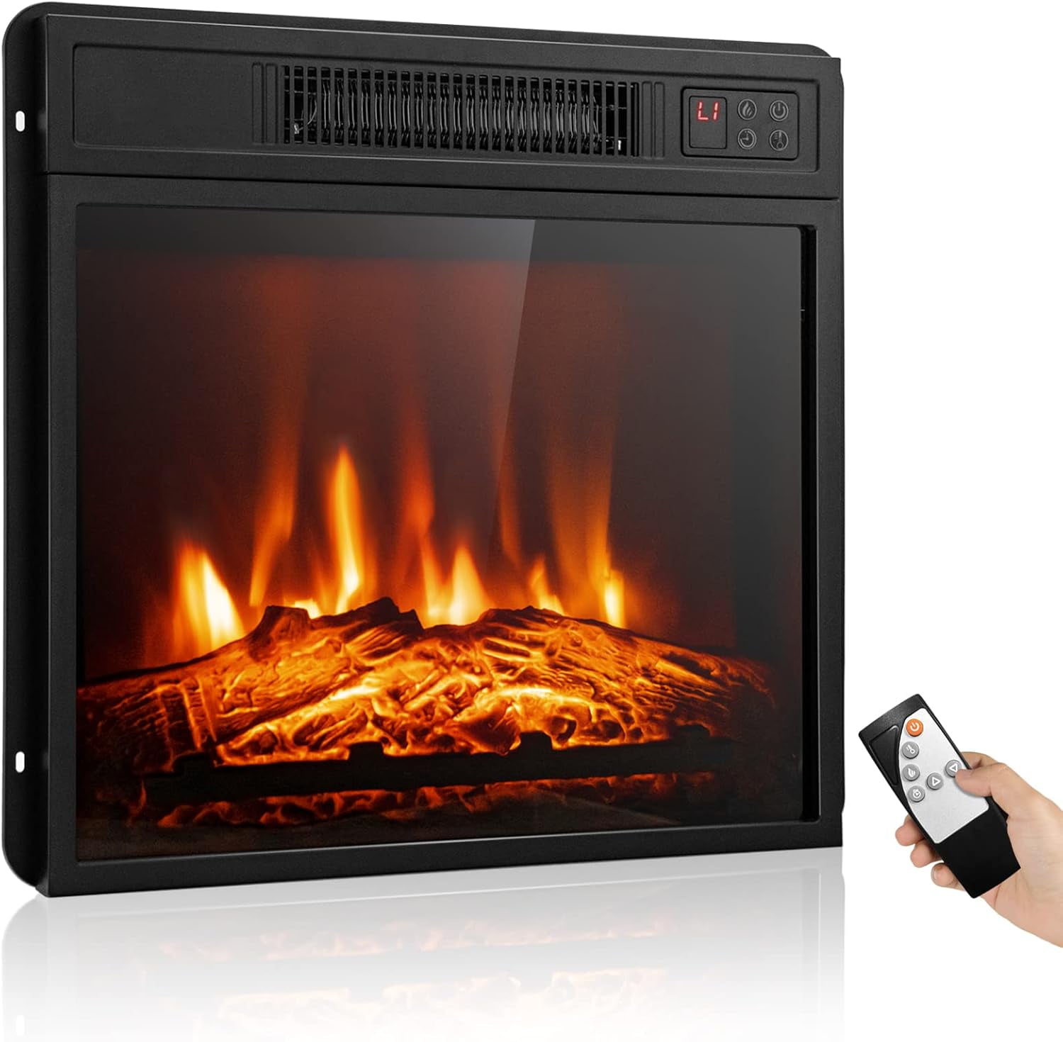 ORALNER 18" Electric Fireplace Insert, Recessed Fireplace Heater w/ 3 ...