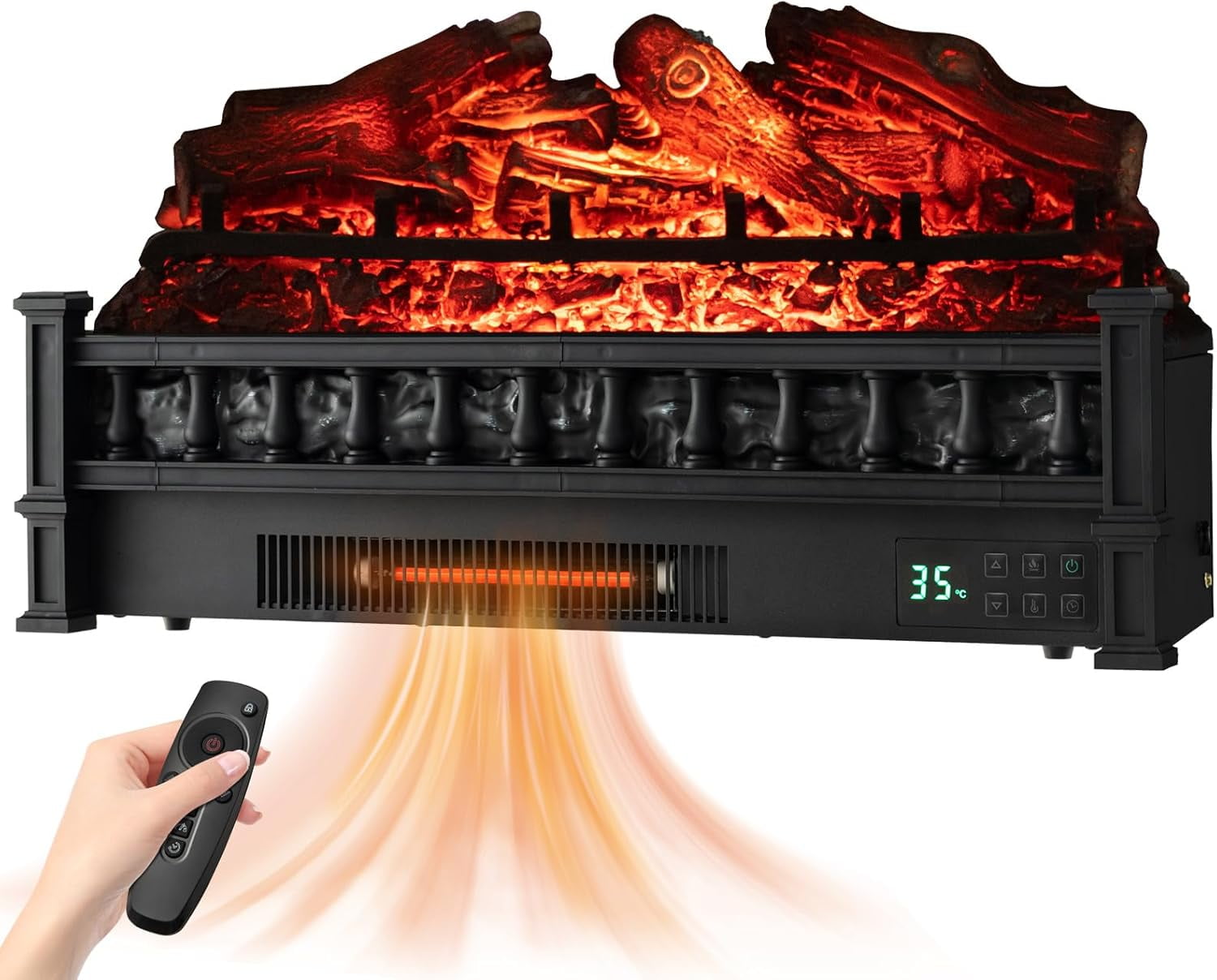 ORALNER 26-Inch Electric Fireplace Insert Log Heater, Infrared Quartz ...